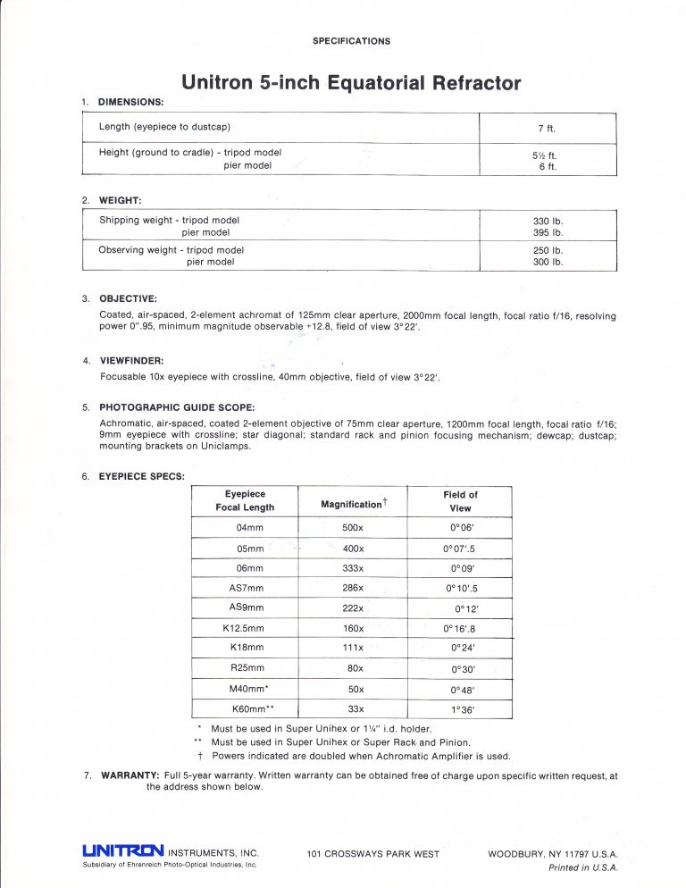 Catalogs – Unitron History Project